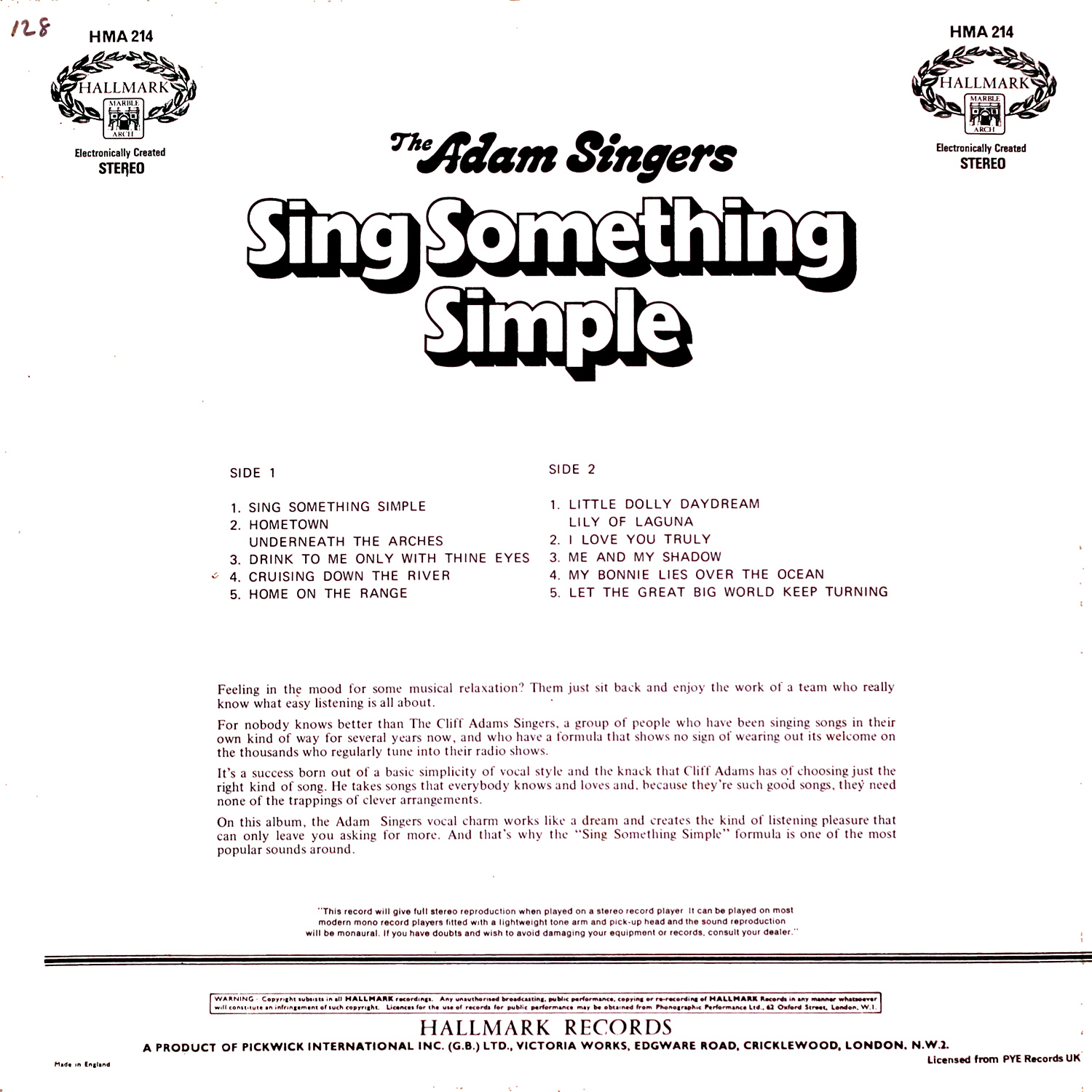 The Adams Singers - Sing Something Simple - Cover Heaven
