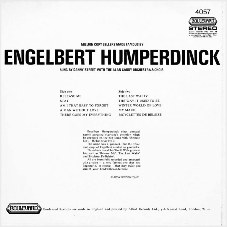 Danny Street - Engelbert Humperdink songs - Cover Heaven