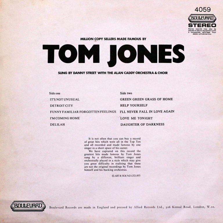 Danny Street: Million Copy Sellers Made Famous By Tom Jones - Cover Heaven