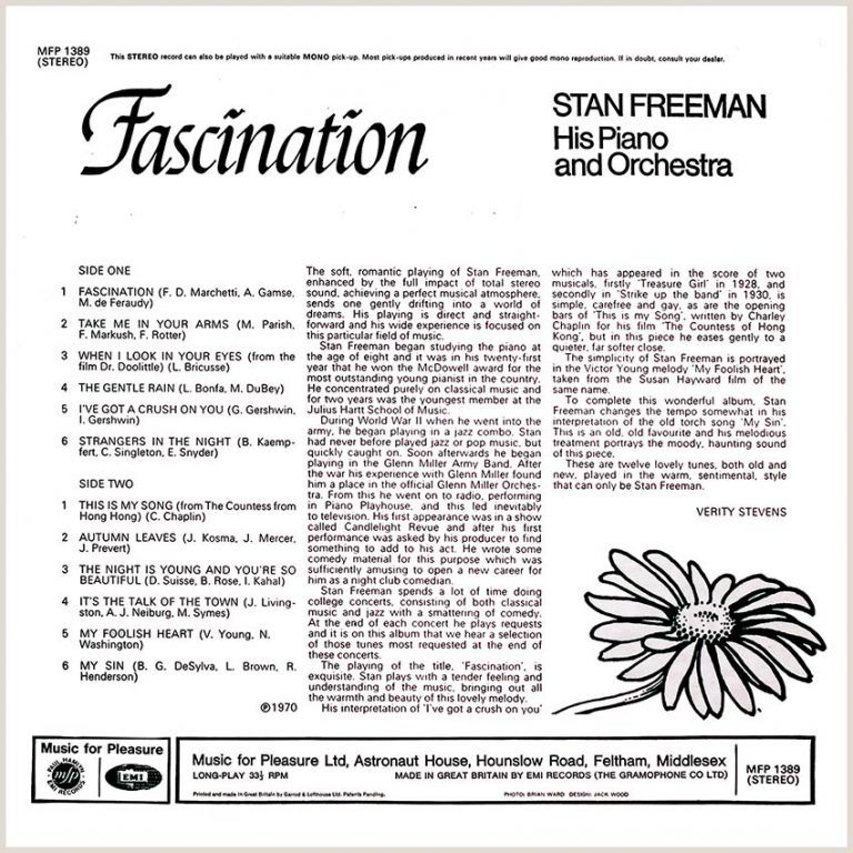 Stan Freeman His Piano and Orchestra - Fascination - Cover Heaven
