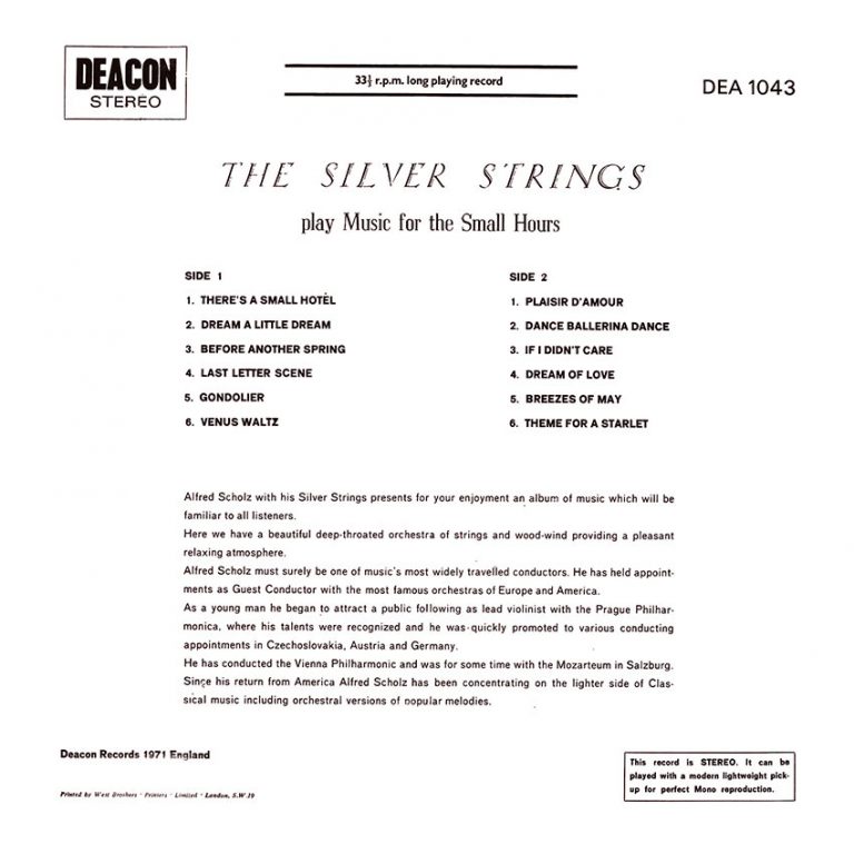 The Silver Strings - Play Music For The Small Hours - Cover Heaven