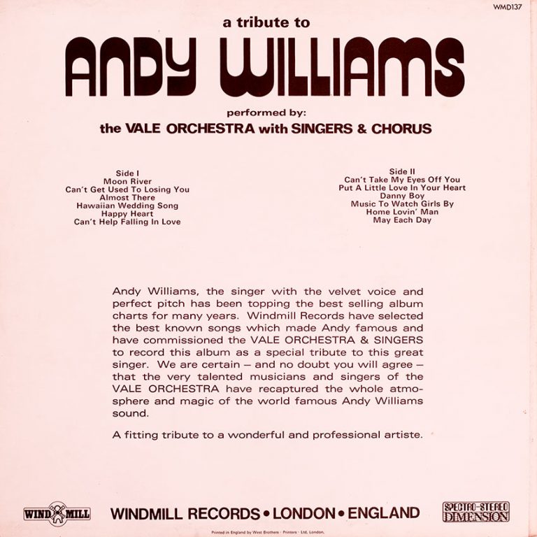 The Vale Orchestra with Singers and Chorus - A Tribute to Andy Williams ...